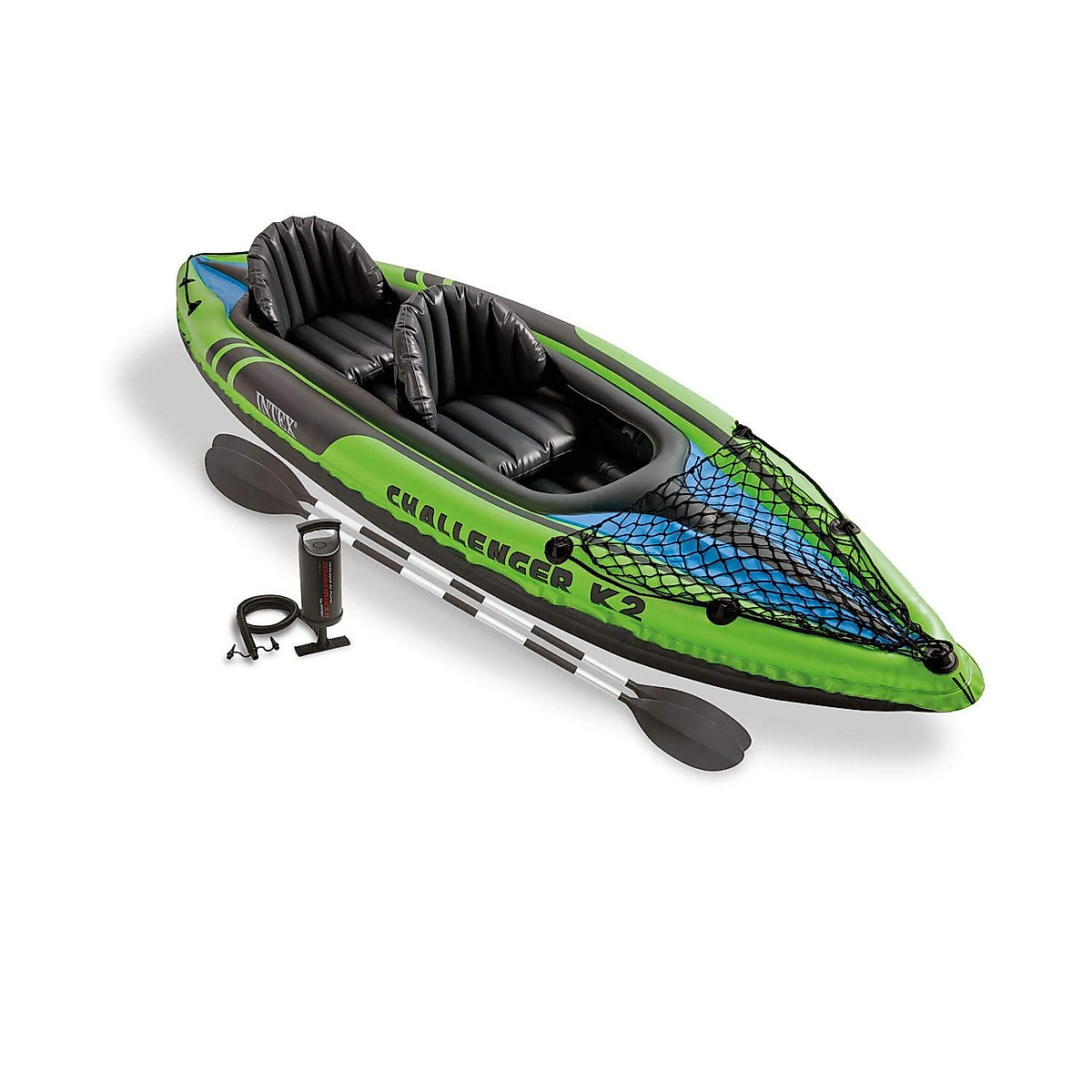 Intex Challenger K2 2-Person Inflatable Sporty Kayak + Oars And Pump (2 Pack)