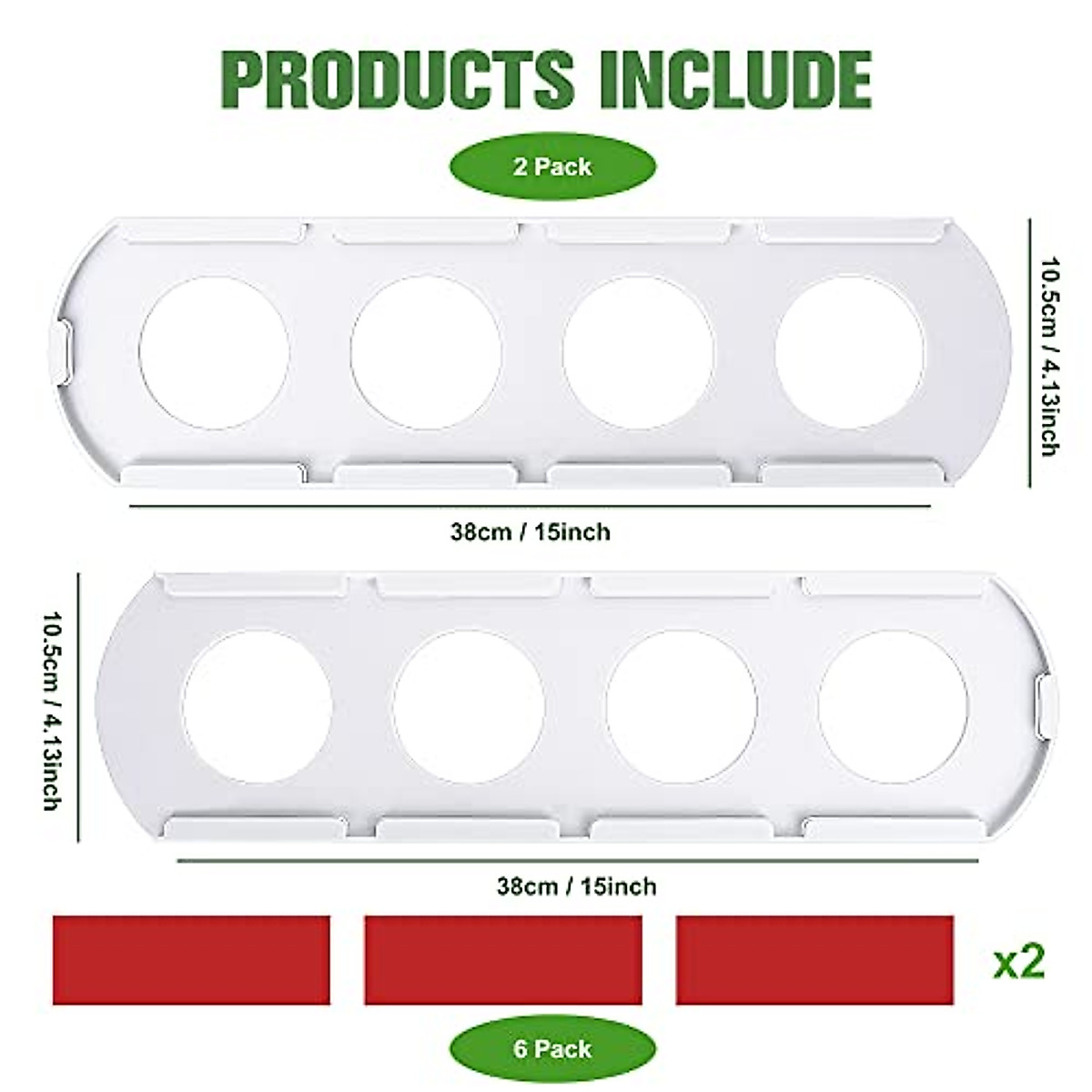 ChengFu Yogurt Organizer for Fridge, 2 Pack Yogurt Organizer, Yogurt Organizer for Greek and Vegan Yogurts, Holds 4 of 3.75" yogurts, Refrigerator Organizer Storage, Space Saving,Peel & Stick, White