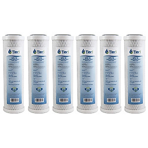 Tier1 5 Micron 10 Inch x 2.5 Inch | 6-Pack Whole House Carbon Block Water Filter Replacement Cartridge | Compatible with Pentek EP-10, 42-34373, 155531-43, CB-25-1005, MAXETW-975, Home Water Filter