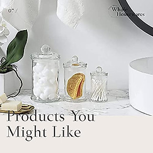 Premium Glass Apothecary Jars for Cotton with Handle | Apothecary Jars Bathroom | Set of 3 | Glass Jar with Lid for Laundry Room Storage, Bathroom Canisters, Mason Jar Bathroom Accessories Set