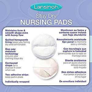Lansinoh Stay Dry Disposable Nursing Pads, 100 Count