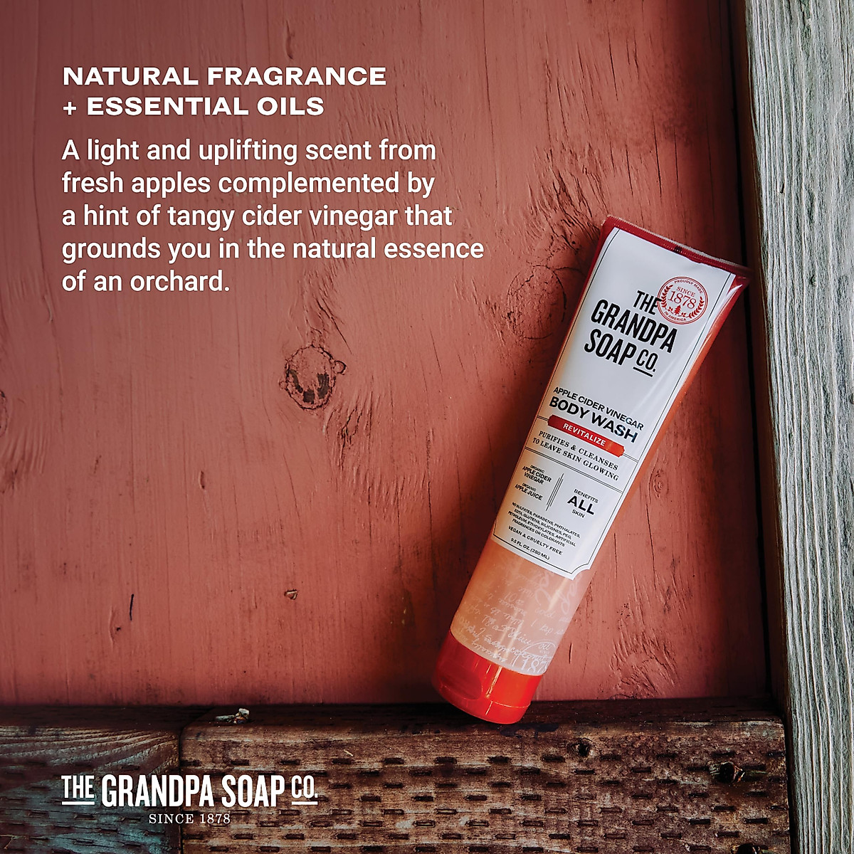 The Grandpa Soap Company Apple Cider Vinegar Body Wash - Purifies and Cleanses to Leave Skin Glowing, With Apple Cider Vinegar and Apple Juice, Helps Revitalize Skin, Vegan, 9.5 Fl Oz