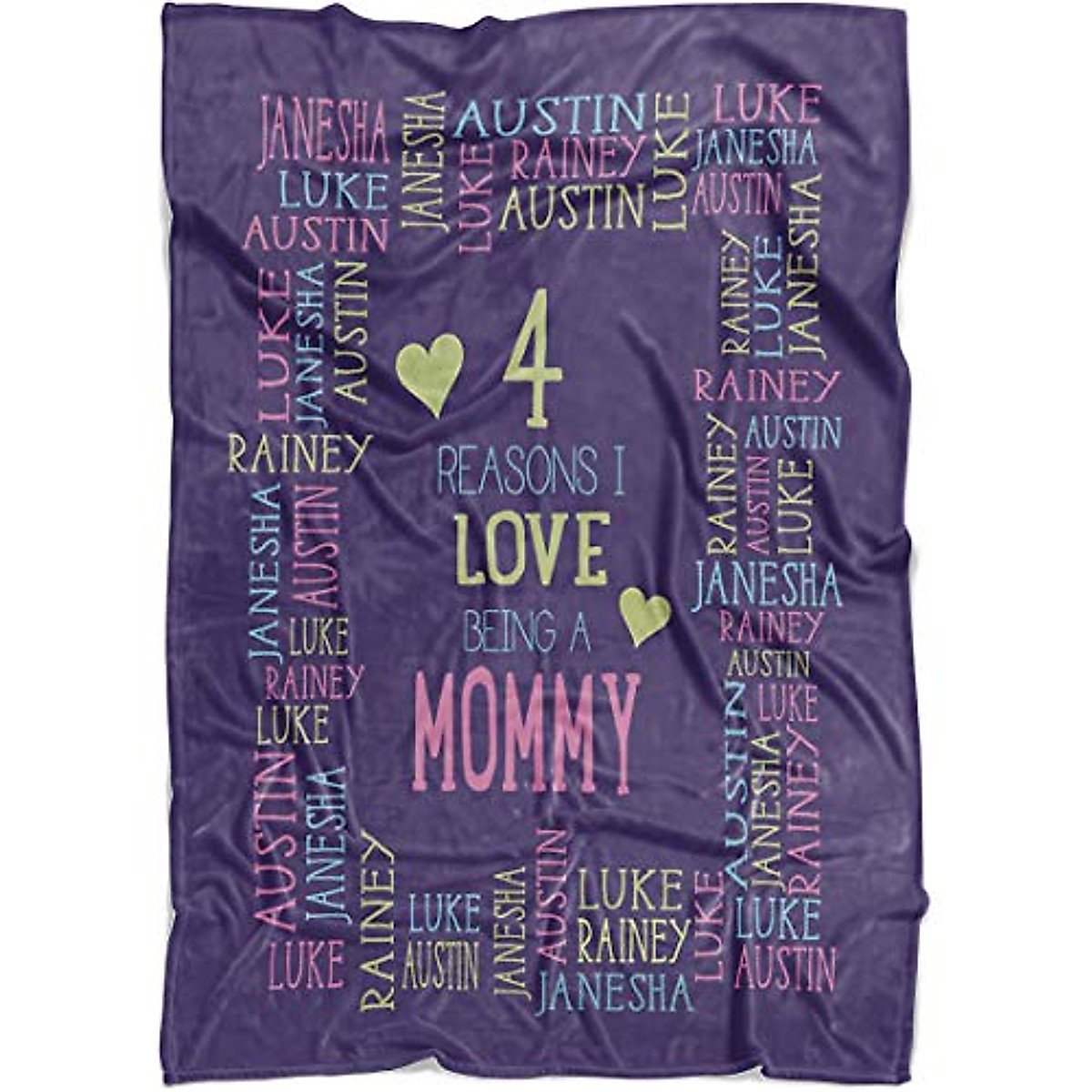 Personalized Grandma Blanket Throw. Reasons I Love Being a Grandpa Grandma Papa Mommy Nana. Customized Blanket for Grandparent with All Names in for Birthday (Purple, Fleece 50" x 60")