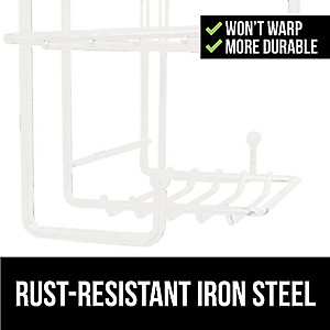 Gorilla Grip Anti-Swing Oversized Shower Caddy, Rust Resistant Organizer, Holds 11 lbs, Strong Suction Cups, Hooks, Easy Hanging Bathtub Shampoo and Accessories Caddies for Showerhead, 3 Shelf, White