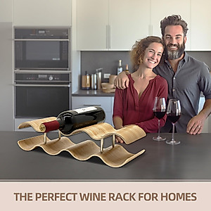 Bellglee Wine Racks Countertop, 2-Tier Wooden Wine Rack Inserts for Cabinet, Bottle Holder Stand, 7 Bottles Freestanding Wine Storage Cabinet Shelf Organizer for Home Décor, Bar and Pantry