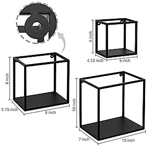 MyGift Black Metal Cube-Frame Wall Hanging Shelves, Set of 3