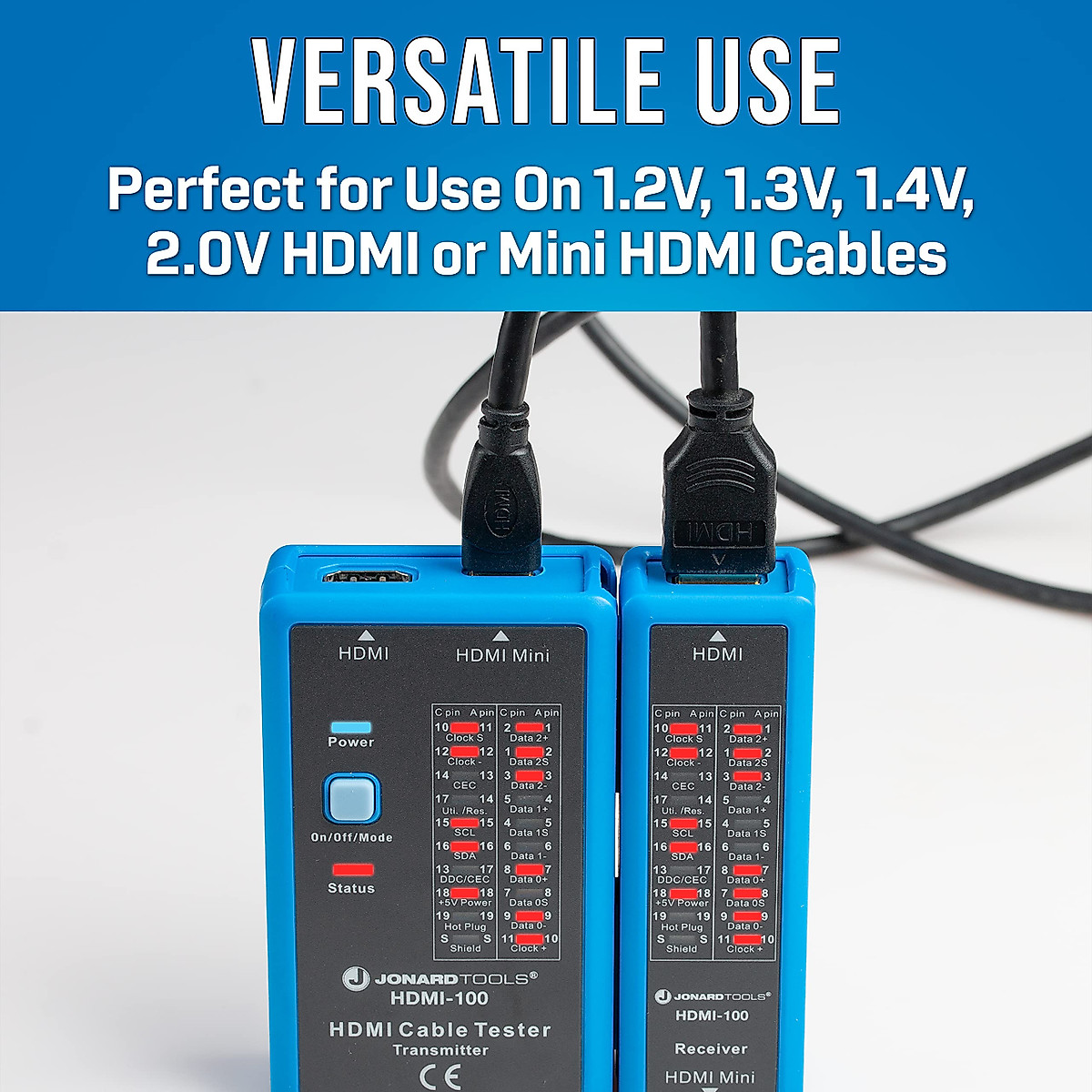 Jonard Tools HDMI-100 HDMI Cable Tester for HDMI and Mini HDMI Cables, Black