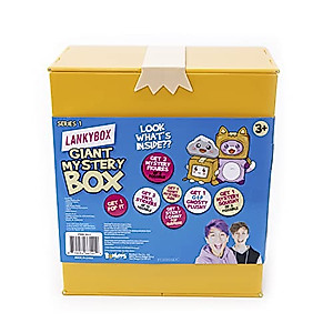 LankyBox Giant Mystery Box: Wearable Boxy case, 2 Figures, one 6” Glow-in-The-Dark Plush, a Squishy , pop-it Fidget Toy, Canny with pop-Out Sticky, and 3 Stickers