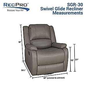 RecPro Set of 2 Charles Collection | 30" Swivel Glider RV Recliner | RV Living Room (Slideout) Chair | RV Furniture | Glider Chair | Chestnut