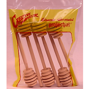 Creative Hobbies® 6 Inch Wood Honey Dipper Stick Server for Honey Jar Dispense Drizzle Honey New | Pack of 12