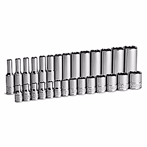 Capri Tools 1/4 in. Drive 12-Point Shallow and Deep Socket Set, Metric, 4 to 15 mm, 28-Piece