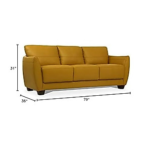 Acme Valeria Leather Sofa in Mustard