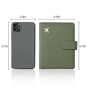 Melsbrinna Passport Holder Covers Case, Waterproof Rfid Blocking Travel Wallet Passport Holder with Pen Holder, Cute Passport Book for Women/Men (Moss green)