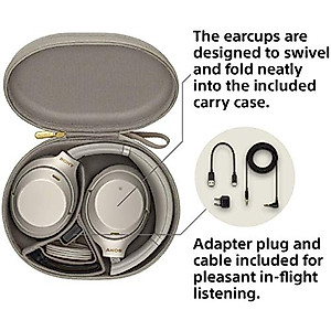 Sony WH1000XM3 Noise Cancelling Headphones : Wireless Bluetooth Over the Ear Headset – Silver (2018 Version)