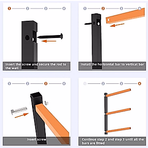 MLHpeak Wall Mount Wood Organizer and Lumber Storage Metal Rack with 3-Level Indoor & Outdoor Use, 3-Level Metal Wall Mount Lumber Storage Rack Wood Organizer Rack Lumber Rack Metal Rack (2 packs)