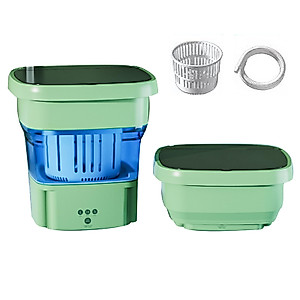 10L Portable Washing Machines, Foldable Mini Washing Machine, Compact Washing Machine for Underwear or Small Items, Dorm, Camping, RV Travel Laundry- [Energy Class A] (Color : Green)