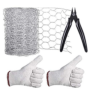 Aboofx Chicken Wire for Craft, 118 x 4 inch Floral Chicken Wire Net, Hexagonal Chicken Wire for Garden Poultry, with One Mini Cutting Pliers and 1 Pair Gloves