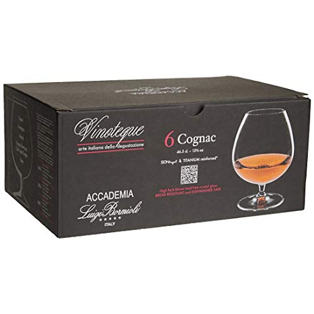 Luigi Bormioli Vinoteque 15.75 oz Cognac/Brandy Glasses, Set of 6, Clear