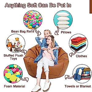 BJYX Bean Bag Sofa Cover Without Filler, PU Leather Home Leisure Single Couch Living Room Bedroom Beanbag Chair Lazy Lounger Cover, 60X70CM