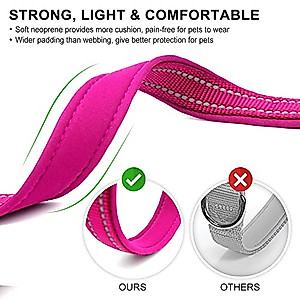 azuza 2 Pack Reflective Soft Neoprene Padded Dog Collars, Adjustable Pet Collar with ID Tag Ring, Safe and Comfy for Small Dogs,Hot Pink/Pink,S