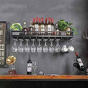 Creative Simplicity Creative Simplicity Wine Stand with Metal Stand, Vintage | Freestanding Creative Simplicity Wine Bottle Holder | Hanging Creative Simplicity Wine Glass Holder | Creative Simplicit