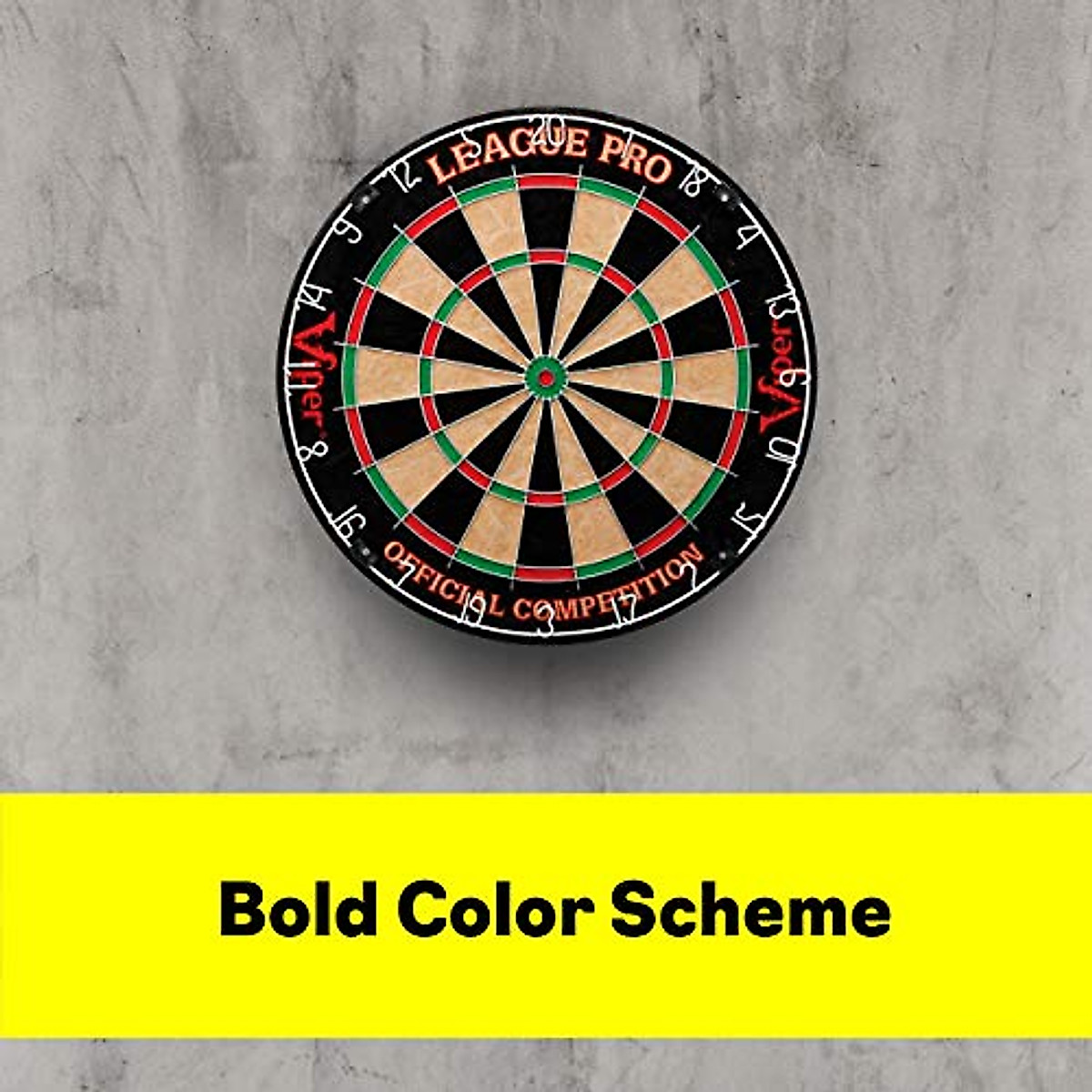 Viper League Pro Regulation Bristle Steel Tip Dartboard Starter Set with Staple-Free Bullseye, Radial Spider Wire, High-Grade Sisal with Rotating Number Ring, Chalk Cricket Scoreboard, Steel Tip Darts