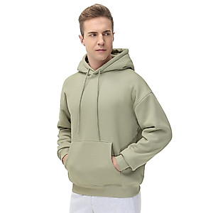 THE GYM PEOPLE Men's Fleece Pullover Hoodie Loose Fit Ultra Soft Hooded Sweatshirt With Pockets Light Green