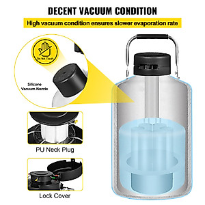 VEVOR Liquid Nitrogen Container 10L Aluminum Alloy Liquid Nitrogen Tank Cryogenic Container with 6 Canisters and Carry Bag