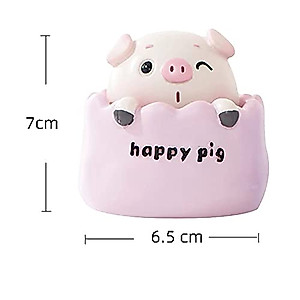 ikasus Lucky Piggy Car Dashboard Decoration, Cute Pig Car Dashboard Ornaments Bobble Head Decoration, Animal Resin Bobblehead Cartoon Pig Shaking Head Doll Toys for Car Vehicle Automobile Decor