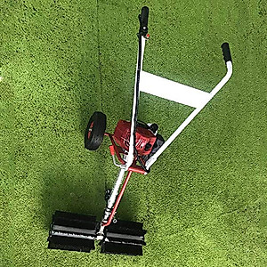 43CC Portable Artificial Grass Brush Power Broom Sweeper,1.7HP Handheld Turf Lawn Sweeper 2-Stroke Petrol Walk Behind Driveway Cleaning,Gas Engine Power Broom Sweeper Driveway