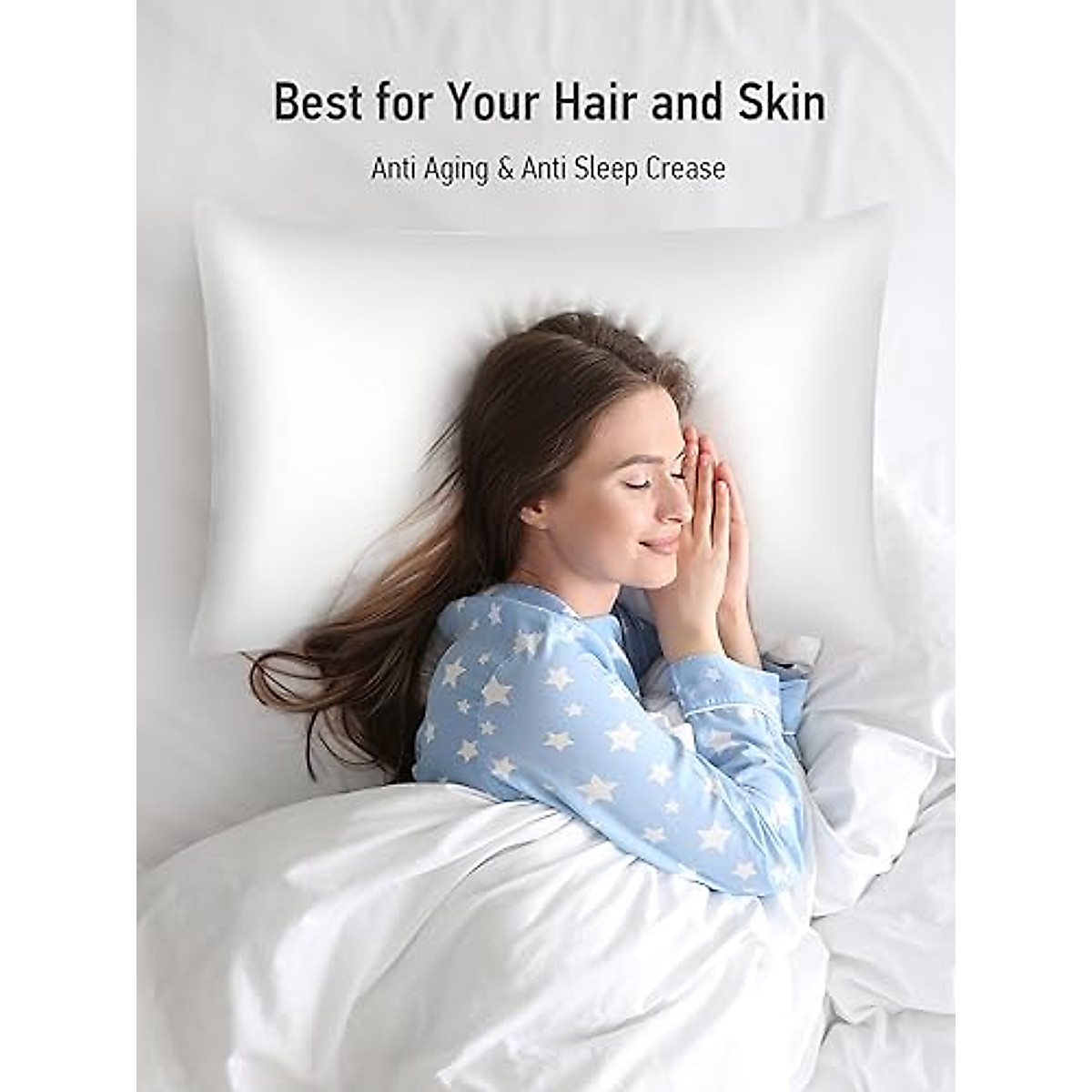 Lacette Silk Pillowcase for Hair and Skin 2 Pack, 22Momme 100% Mulberry Silk & Natural Wood Pulp Fiber Grade 6A Dual-Sided Silk Pillow Cases, Silk Pillow Cover with Zipper (Standard 20"x26",White)