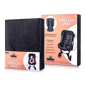 Peradi Baby Car Seat Liner Protector for Doona Carseat Stroller Comfortable Washable Denim Fabric Padded for Babies Girl and Boy (Black)