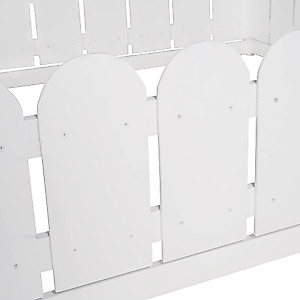 Full Size Wood Bed House Bed Frame with Fence, Cabin Bed, Floor Bed, Nursery Furniture, Kids Tent Bed Play Tent (White Full Size)