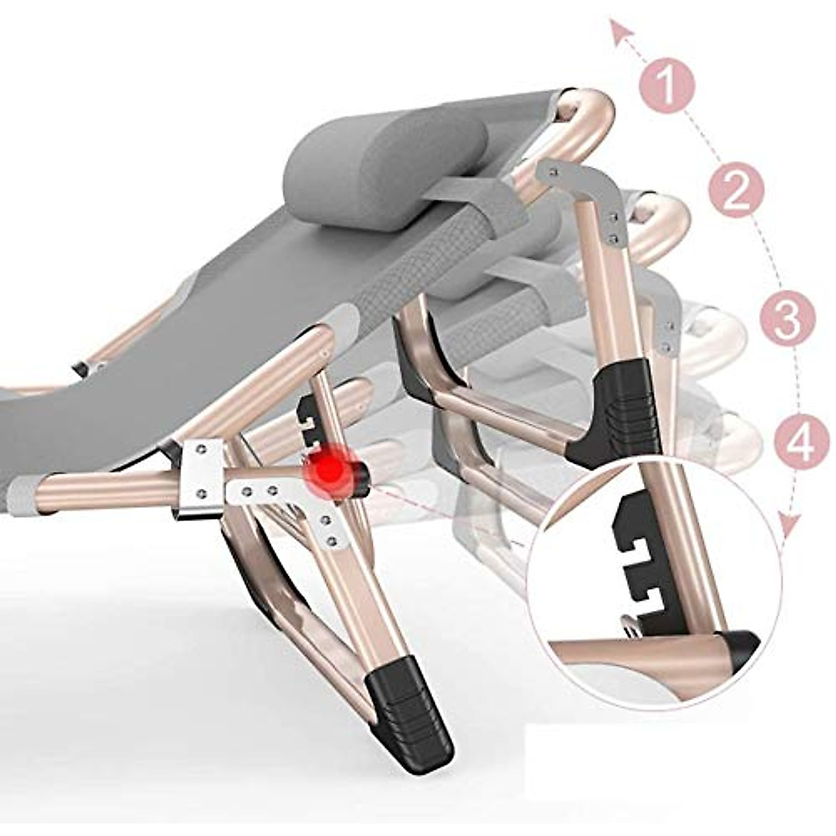 CHLDDHC Desk Chairs Folding Sunbed Cushion,Lay Flat Garden Sun Chair, Adjustable Backrest Outdoor Patio Loungers (Color : A)