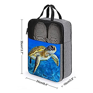 Frcavbin Hawaiian Sea Animal Green Turtle Travel Shoe Bag Shoes Carrier with Handle and Zipper Foldable Shoe Puches Organizer for Home storage School starts