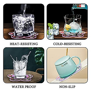 Conisy Flower Coasters for Drinks,6 Pcs Cute Non-Slip Washable Reusable Heat Resistant Silicone Coasters (Sakura,Purple & White)