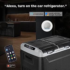 CHANGE MOORE Solar Powered 12v Refrigerator/Freezer, DUAL ZONE 54 Quart(50 L) Dual DOOR , Smart Life/Tuya APP Remote Control, Work with Alexa/Google Home, for Home Vehicles Travel Camping Outdoor -12/24V DC