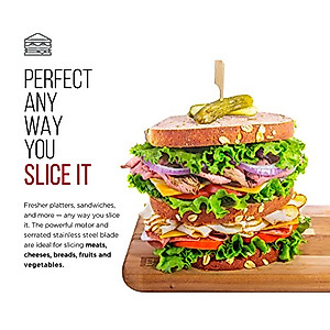 Chefman Die-Cast Electric Meat & Deli Slicer, A Powerful Machine with Adjustable Slice Thickness, Stainless Steel Blades & Safe Non-Slip Feet To Easily Cut Ham, Cheese, Bread, Fruit & Veggies At Home