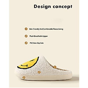 Happy Face Slippers for Women Soft Plush Comfy Warm Couples Slides Home Slippers Non-Slip Flat Slipper for Indoor Outdoor