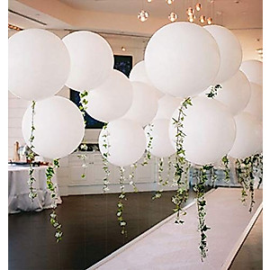 5PCS Big White Balloons Giant 36 Inch Large White Balloons Jumbo White Balloons for Birthday Wedding Baby Shower Carnival Party New Year's Day Decorations Supplies