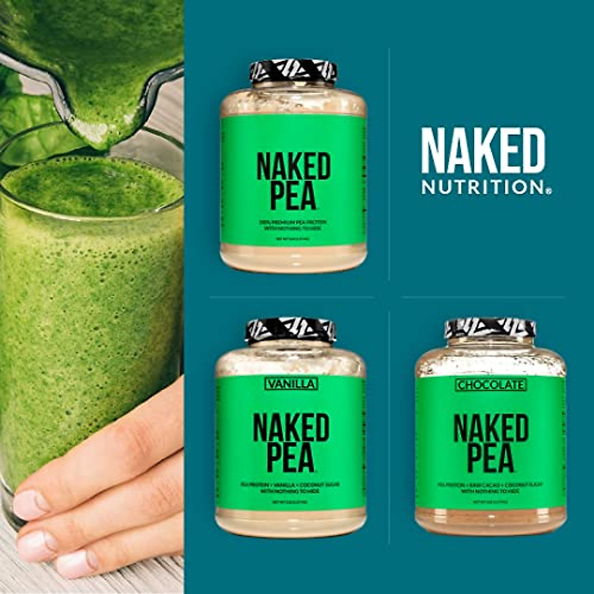 NAKED nutrition 5LB 100% Pea Protein Powder from North American Farms - Vegan Pea Protein Isolate - Plant Protein Powder, Easy to Digest - Speeds Muscle Recovery