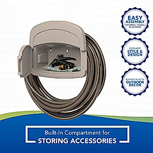 Suncast CPLDHH15000 Deluxe Garden Hangout with 150-Foot Capacity And Enclosed Storage Compartment, DHH150 Hose Hanger, No Size, Light Taupe