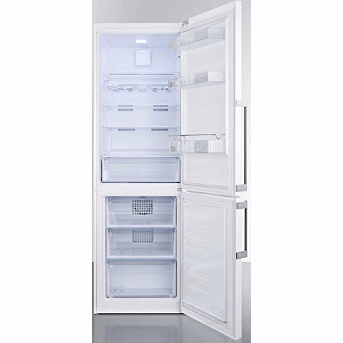 Summit FFBF241W 24 Bottom Freezer Refrigerator with 11.35 cu. ft. Capacity Crisper Drawer Ultra Quiet Operation in White