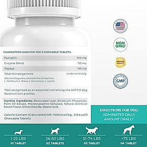 Probiotics for Dogs - 120 Chewable Tablets - Diarrhea & Gas Support for Dogs - 5.5 Billion CFUs with Digestive Enzymes and Prebiotics - Dog Allergies, Bad Dog Breath & Constipation Support