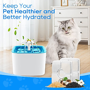 MyfatBOSS Cat Water Fountain Filter, 8 Pack Cat Fountain Filter Replacement Fit for 84oz/2.5L Automatic Cat Pet Fountain, 3 Filtration System Cat Pet Water Fountain Dog Water Dispenser