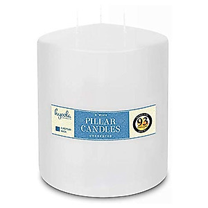 HYOOLA White Three Wick Large Candle - 4.75 x 6 Inch - Unscented Big Pillar Candles - 93 Hour - European Made