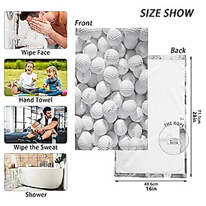 Jucciaco White Golf Balls Cotton Towels for Bathroom Sports Kitchen, Soft Absorbent Hand Towels Set of 2, 16x28 inch