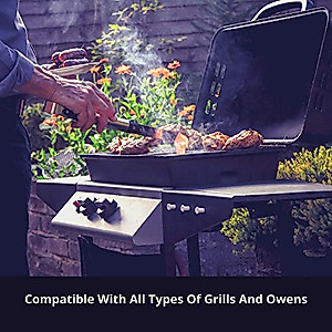 Keep'er'Lit BBQ Grill Mats for Outdoor Grilling, Set of 6 Non-Stick, Heavy Duty and Reusable BBQ Grill Mats with Silicon Brush