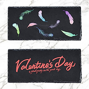 Fansch 5 Pack 12" x 5.5" Black Natural Slate Cheese Board with Natural Edge for Kitchen Dining Party, Stone Plates for,Cake Fruit Meat Appetizers Dried Fruits Display board, Set of 5 (12"x5.5")