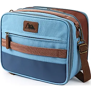 Arctic Zone Canvas Expandable Horizontal Lunch Box with Removable Shoulder Strap - Blue